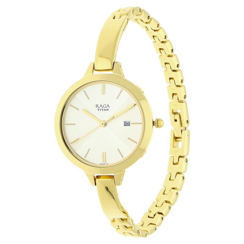 Buy Online Titan Raga Viva Champagne Dial Analog with Date Strap watch ...
