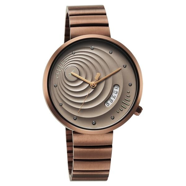 Buy Online Fastrack Groove Quartz Analog with Date Beige Dial Girls ...