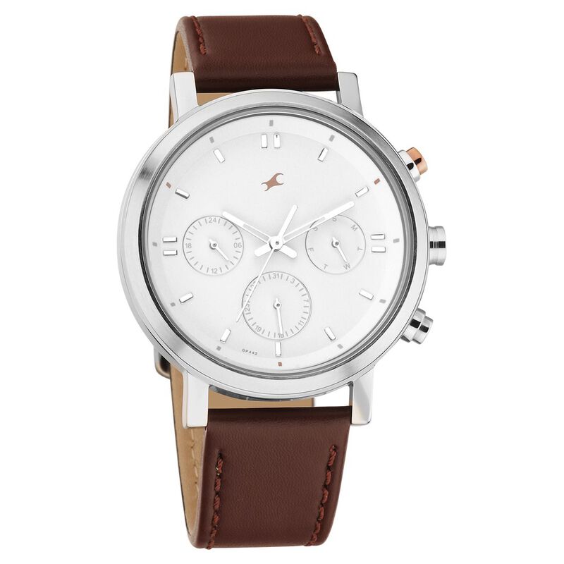 Buy Online Fastrack Tick Tock Quartz Analog White dial Leather Strap ...
