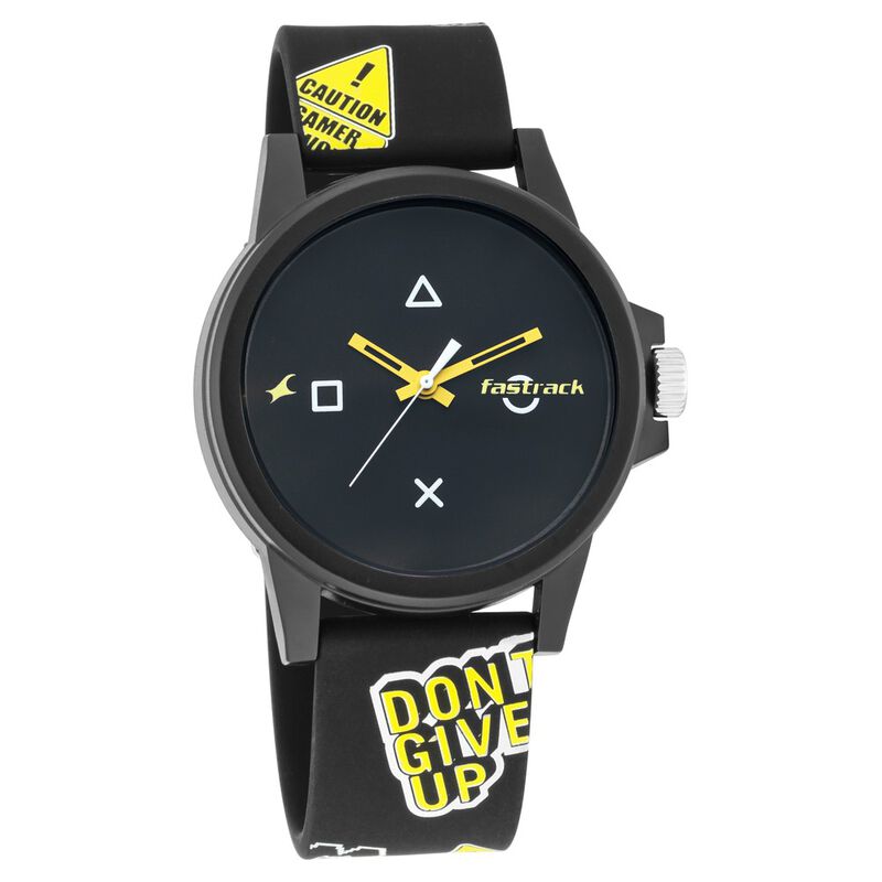 Buy Online Fastrack Arcade Quartz Analog Black Dial Silicone Strap ...
