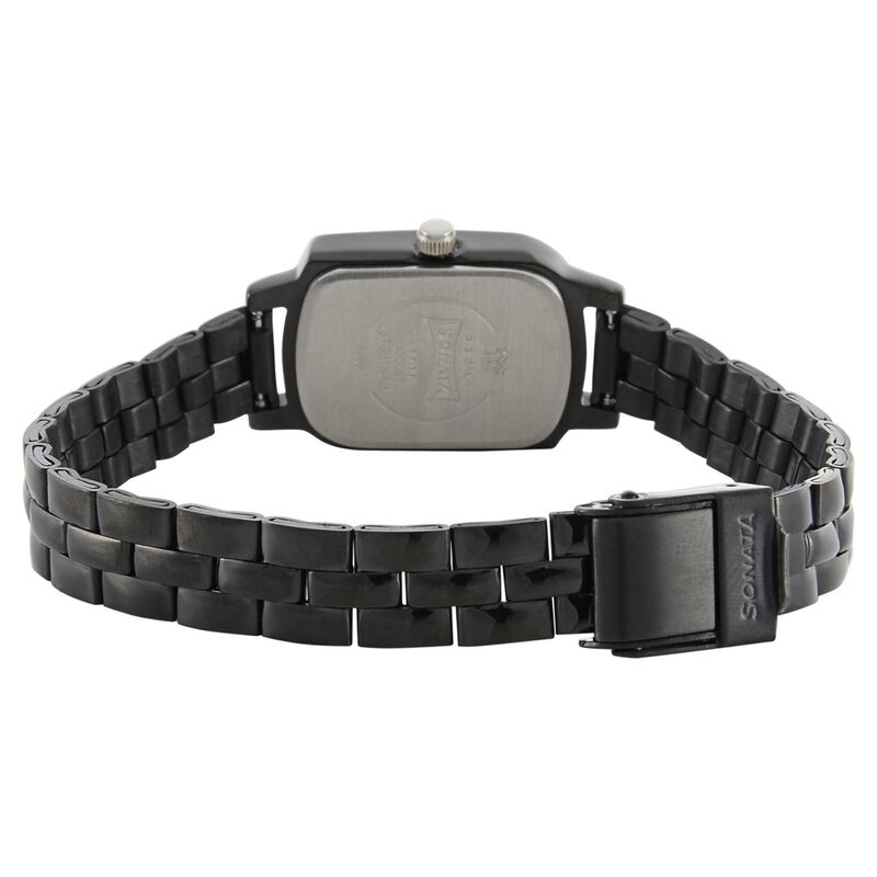 Buy Online Sonata Quartz Analog Black Dial Stainless Steel Strap Watch ...