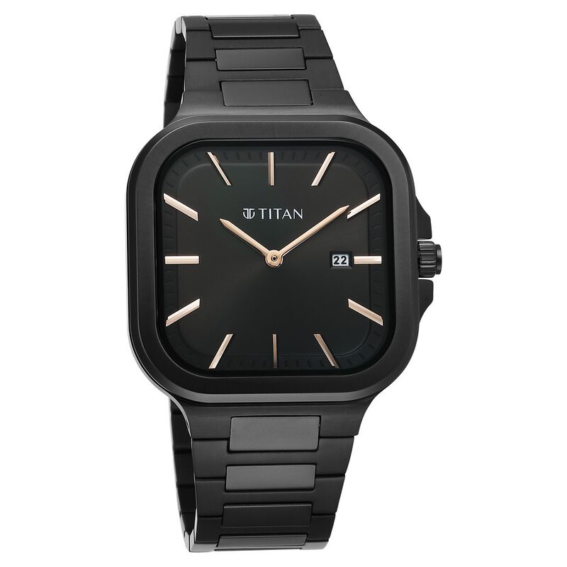 Buy Online Titan Classique Slim Square Quartz Analog with Date Black ...