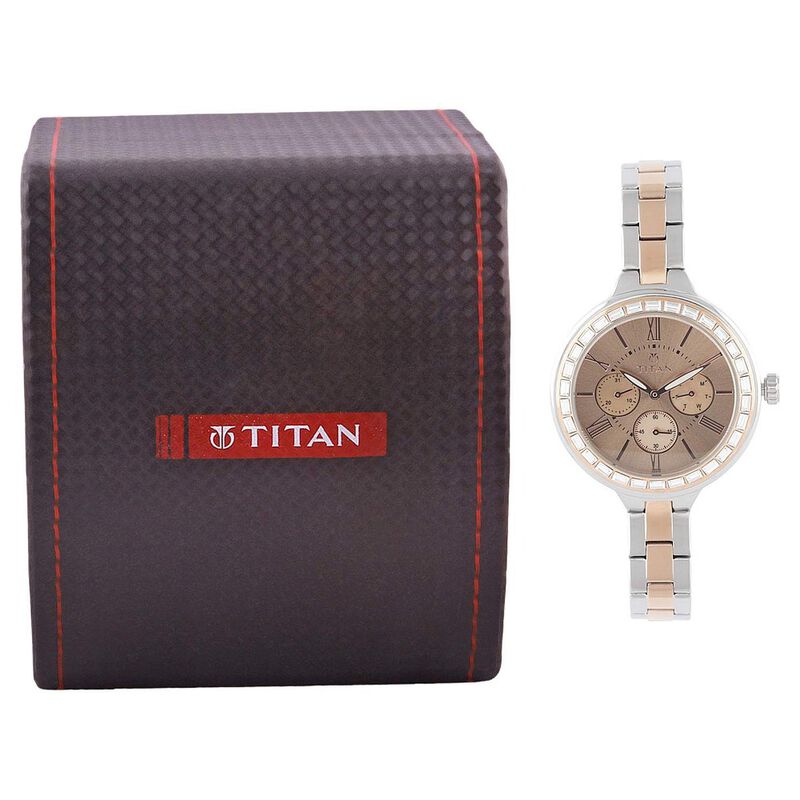 Buy Online Titan Quartz Analog Rose Gold Dial Metal Strap Watch for ...