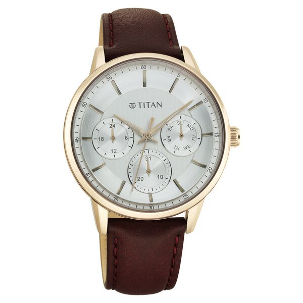 Buy Online Titan Urban Magic Silver Dial Quartz Multifunction Leather ...