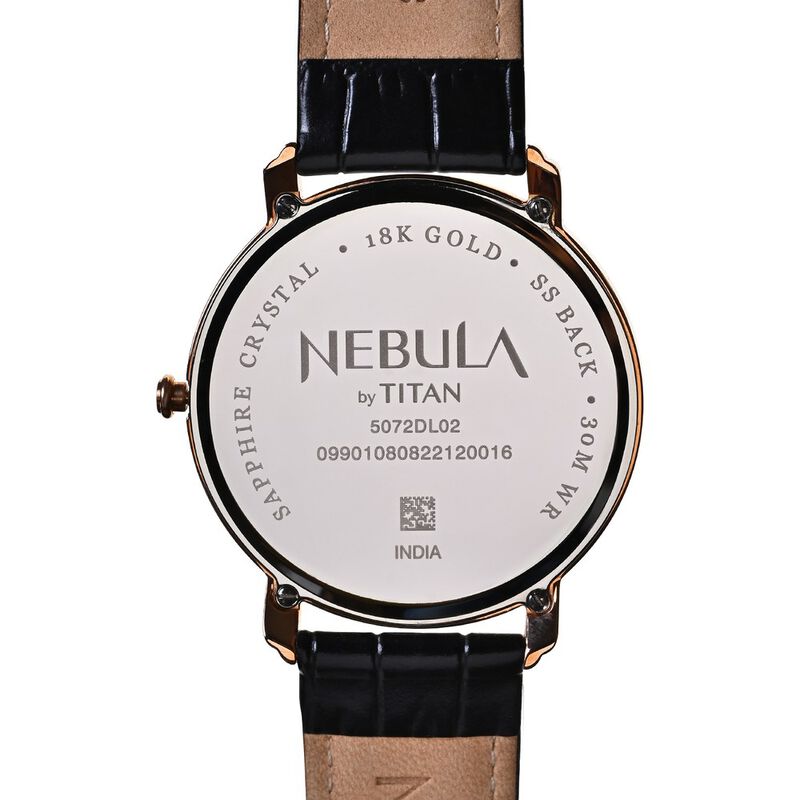 Buy Online Nebula by Titan Quartz Analog White Dial Black Leather Strap ...