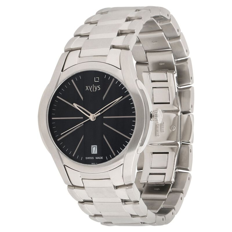 Buy Online Xylys Quartz Analog with Date Black Dial Stainless Steel ...