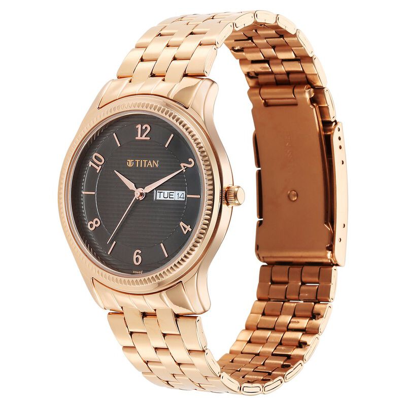 Buy Online Titan Karishma Brown Dial Analog with Day and Date Stainless ...