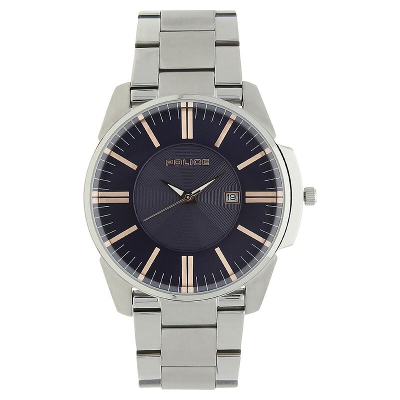 Buy Online Police Quartz Analog with Date Blue Dial Metal Strap Watch ...