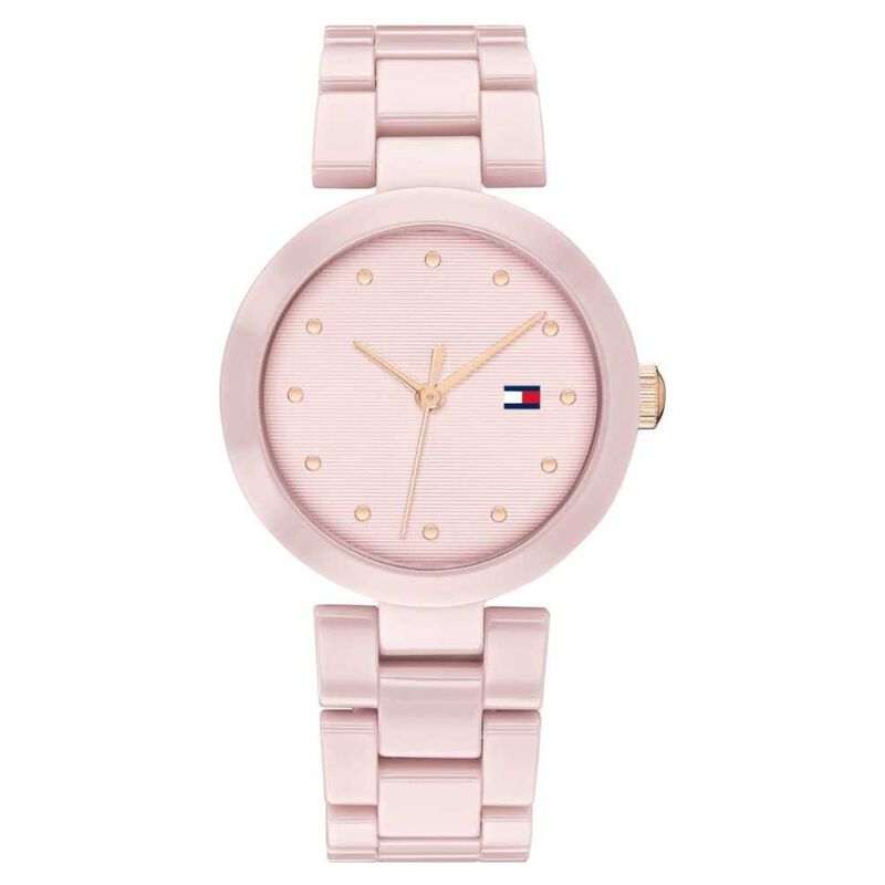 Buy Online Tommy Hilfiger Quartz Analog Pink Dial Ceramic Strap Watch ...