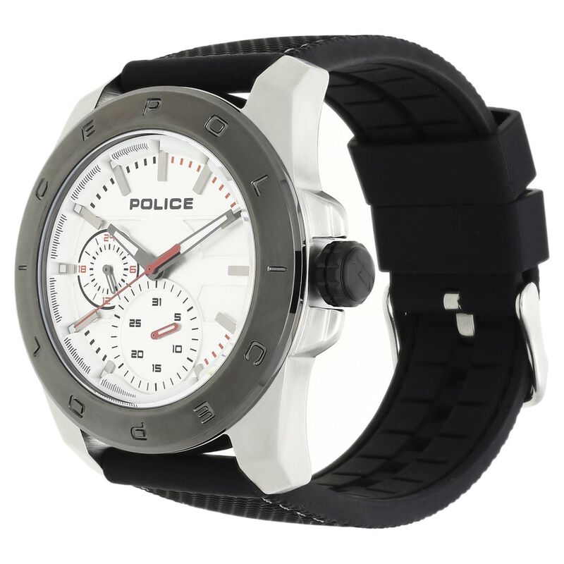 Buy Online Police Quartz Multifunction Silver Dial Leather Strap Watch ...