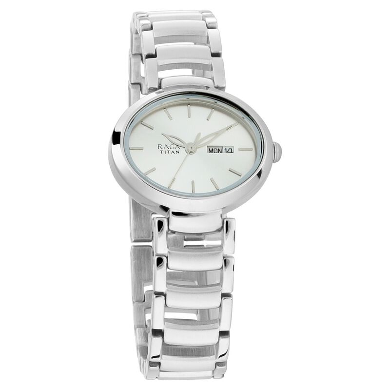 Buy Online Titan Raga Viva Silver Dial Analog with Day and Date Metal ...