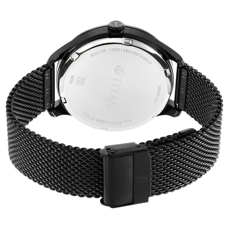 Buy Online Titan Black and Gold Black Dial Analog with Day and Date ...
