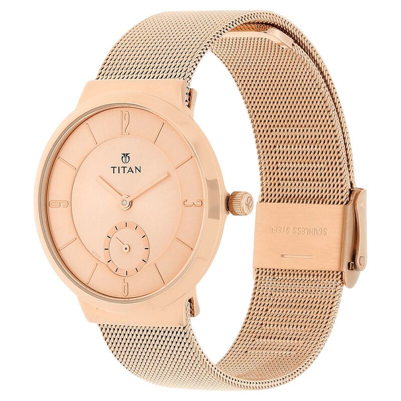 Buy Online Titan Quartz Analog Rose Gold Dial Stainless Steel Strap ...
