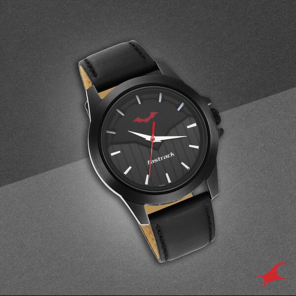 Buy Online Fastrack Batman Quartz Analog Black Dial Leather Strap Watch ...