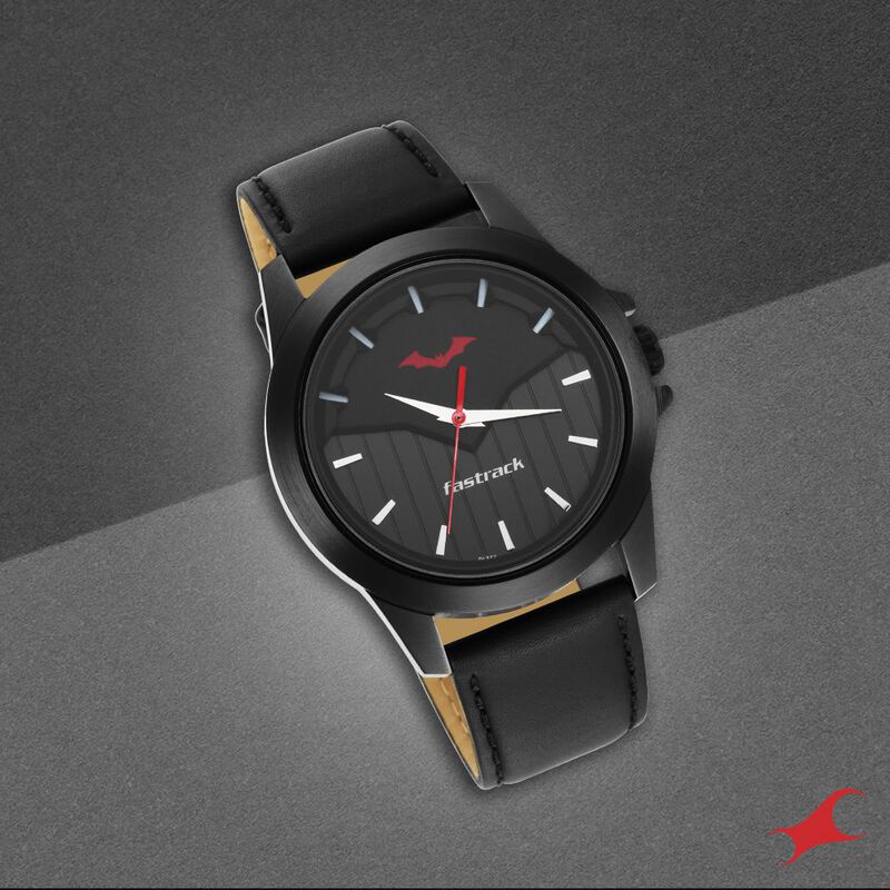 Buy Online Fastrack Batman Quartz Analog Black Dial Leather Strap Watch ...