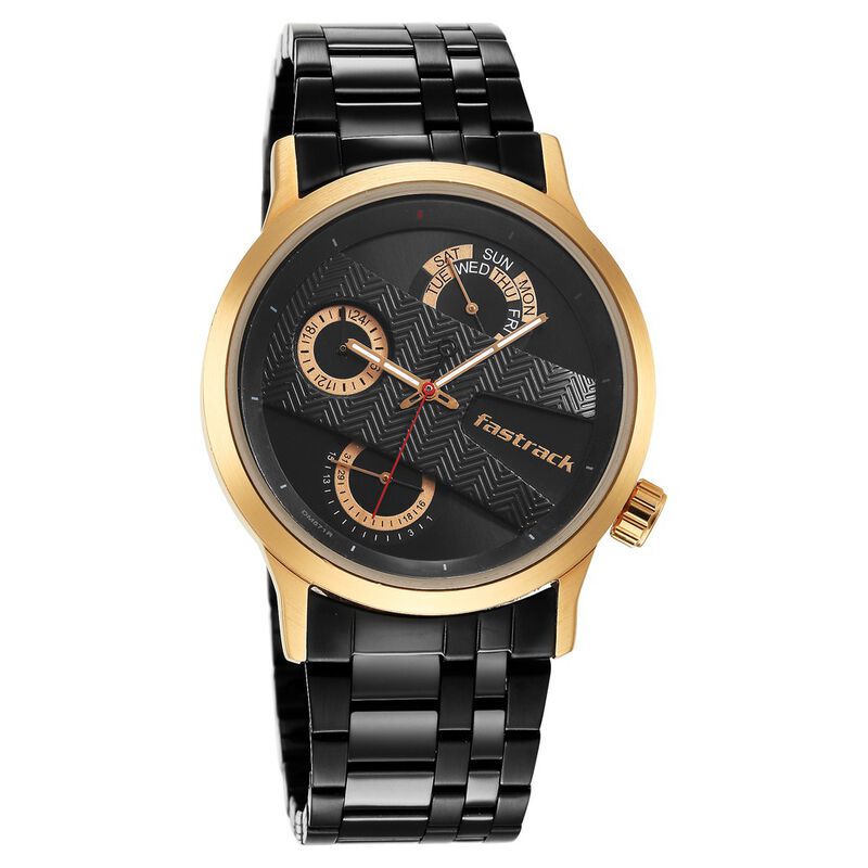 Buy Online Fastrack Exuberant Quartz Analog Black Dial Metal Strap ...