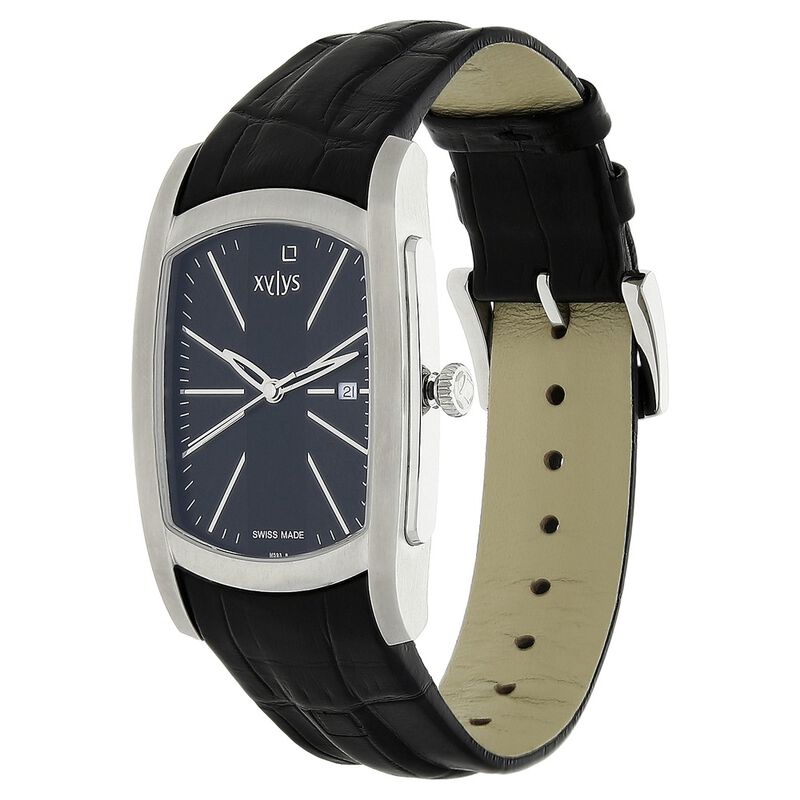 Buy Online Xylys Quartz Analog with Date Black Dial Leather Strap Watch ...