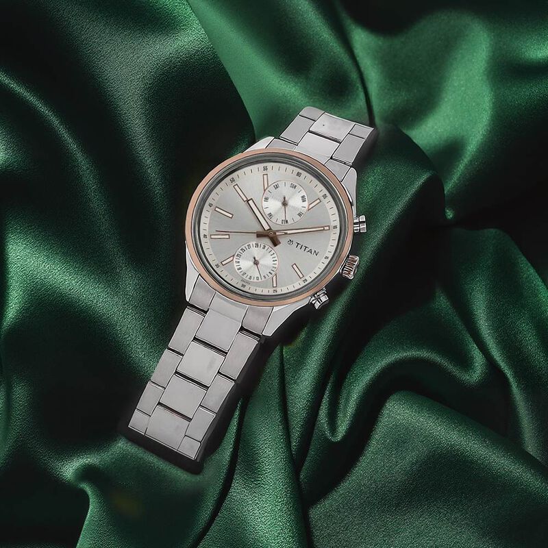 Buy Online Titan Workwear Quartz Multifunction Silver Dial Stainless ...