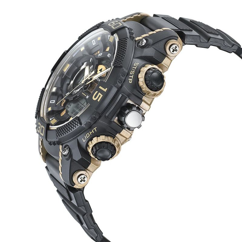 Buy Online SF Quartz Analog Digital Golden Dial PU Strap Watch for Men ...
