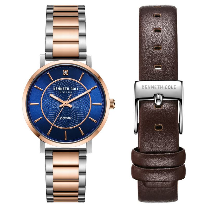 Buy Online Kenneth Cole Quartz Analog Blue Dial Stainless Steel Strap ...