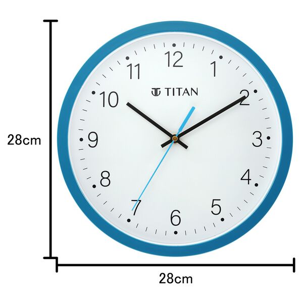 Buy Online Titan Classic Quartz Analog Blue Dial Wall Clock With Silent ...