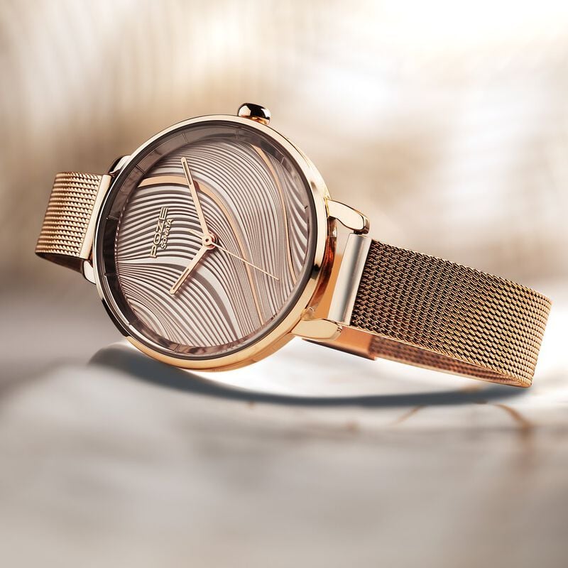 Buy Online Sonata Poze Quartz Analog Rose Gold Dial Mesh Strap Watch ...