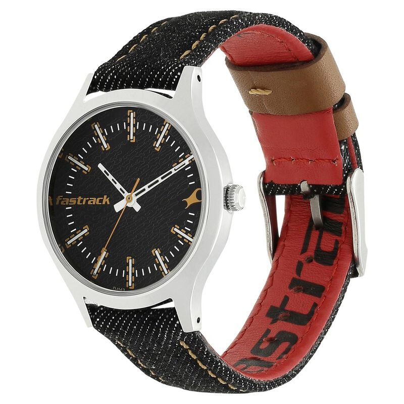 Buy Online Fastrack Denim Quartz Analog Black Dial Denim Strap Watch ...