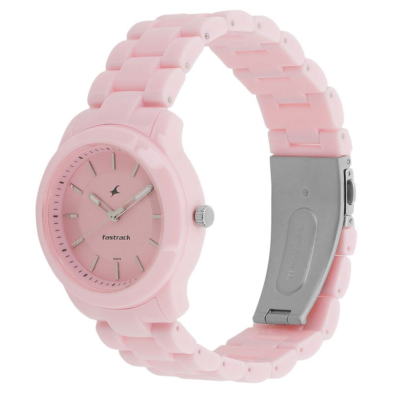 Buy Online Fastrack Trendies Quartz Analog Pink Dial Plastic Strap ...