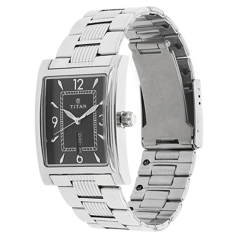 Buy Online Titan Quartz Analog with Day and Date Black Dial Stainless ...
