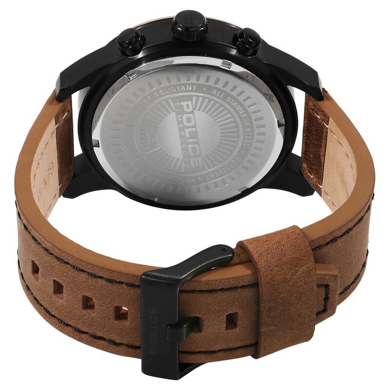 Buy Online Police Quartz Chronograph Brown Dial Leather Strap Watch for ...