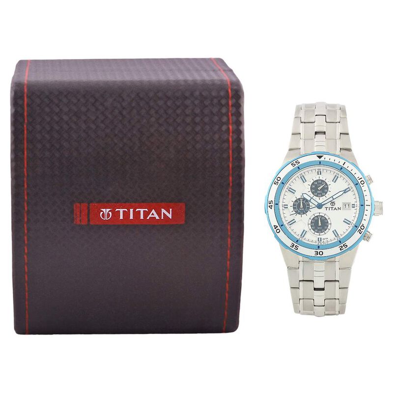 Buy Online Titan Quartz Chronograph Silver Dial Metal Strap Watch for ...