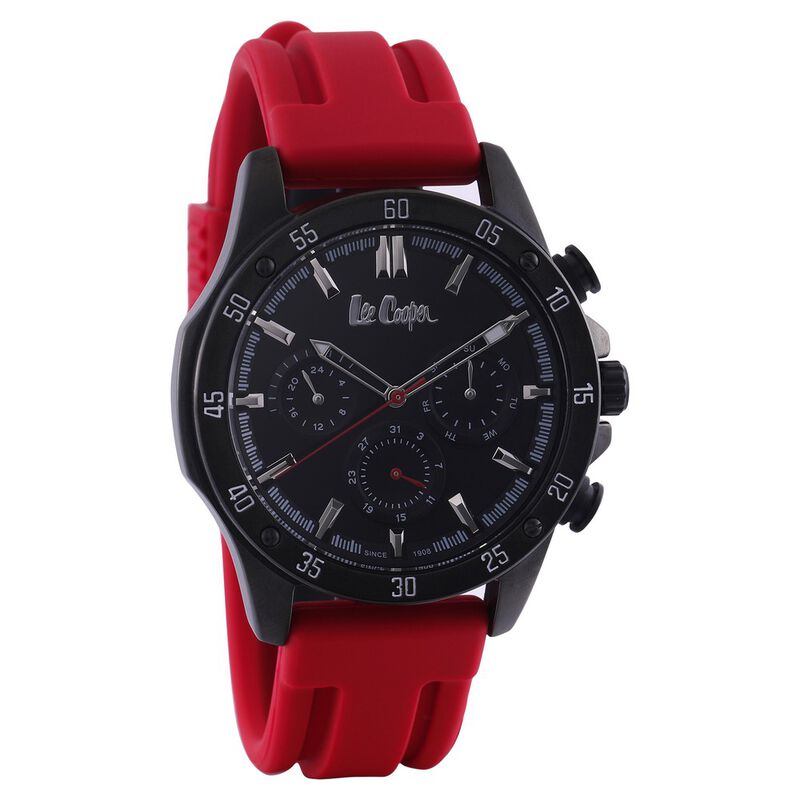 Buy Online Lee Cooper Quartz Multifunction Black Dial Silicone Strap ...