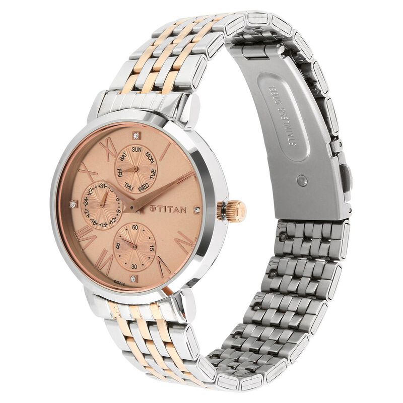 Buy Online Titan Workwear Rose Gold Dial Women Watch With Stainless ...