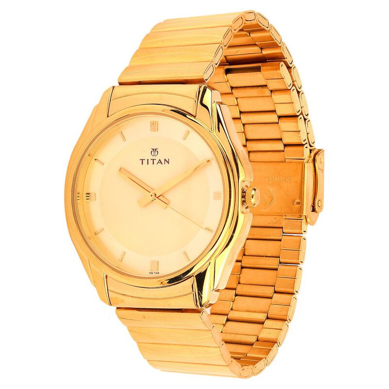 Buy Online Titan Analog Golden Dial Metal Strap watch for Men ...