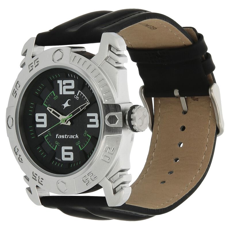 Buy Online Fastrack Motorheads Quartz Analog Black Dial Leather Strap ...