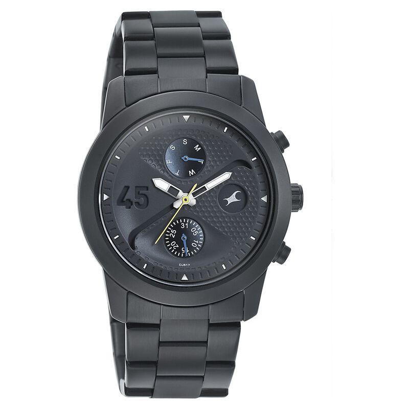 Buy Online Fastrack Go Skate Quartz Multifunction Black Dial Stainless ...