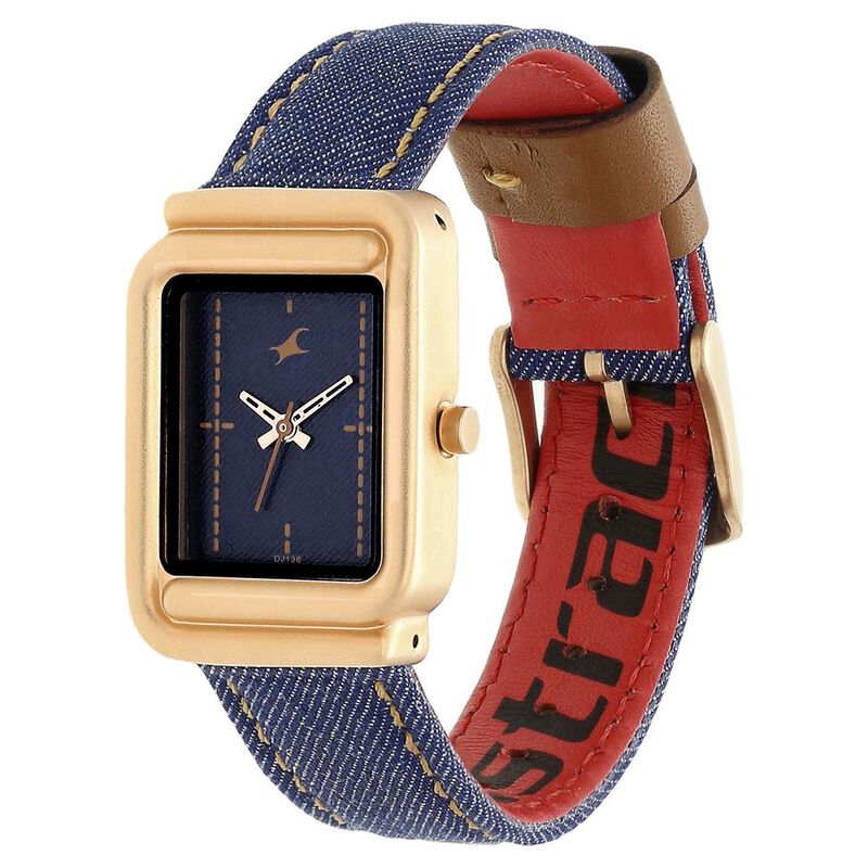 Buy Online Fastrack Denim Quartz Analog Black Dial Denim Strap Watch ...