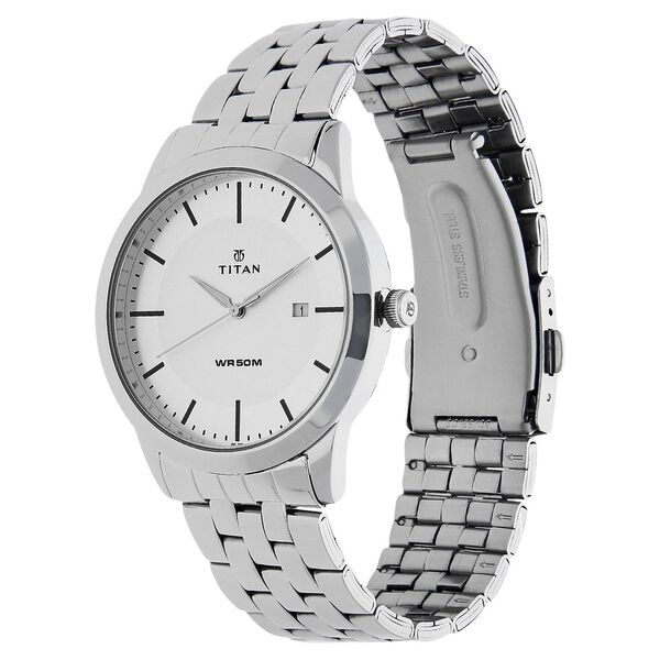 Buy Online Titan Quartz Analog with Date White Dial Stainless Steel ...