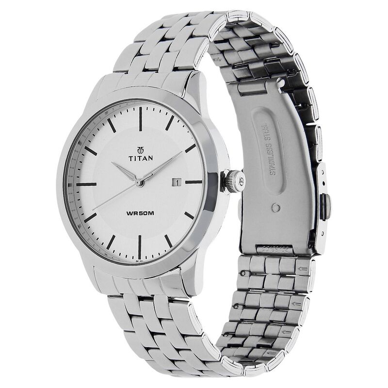 Buy Online Titan Quartz Analog with Date White Dial Stainless Steel ...