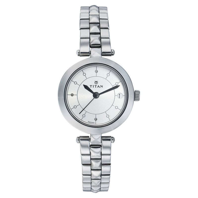 Buy Online Titan Quartz Analog with Date Silver Dial Watch for Women ...