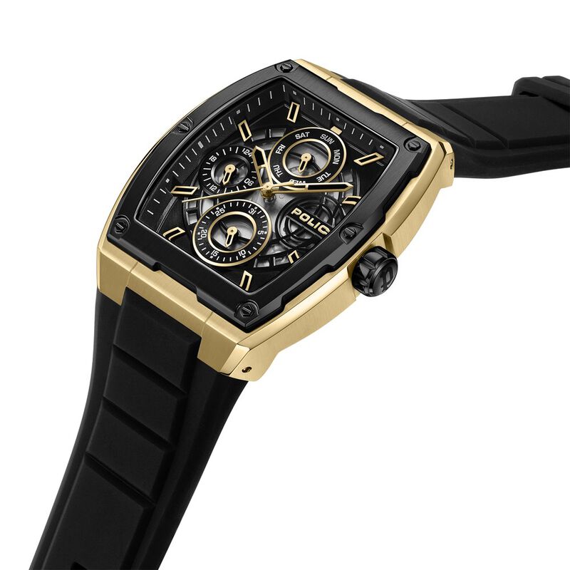 Buy Online Police Quartz Multifunction Black Dial Black Silicone Strap ...