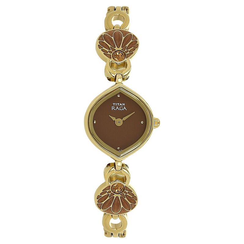 Buy Online Titan Raga Brown Dial Women Watch With Metal Strap ...