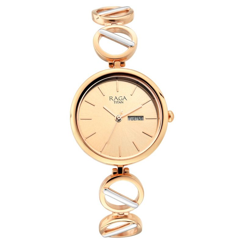 Buy Online Titan Raga Viva Rose Gold Dial Women Watch With Metal Strap ...