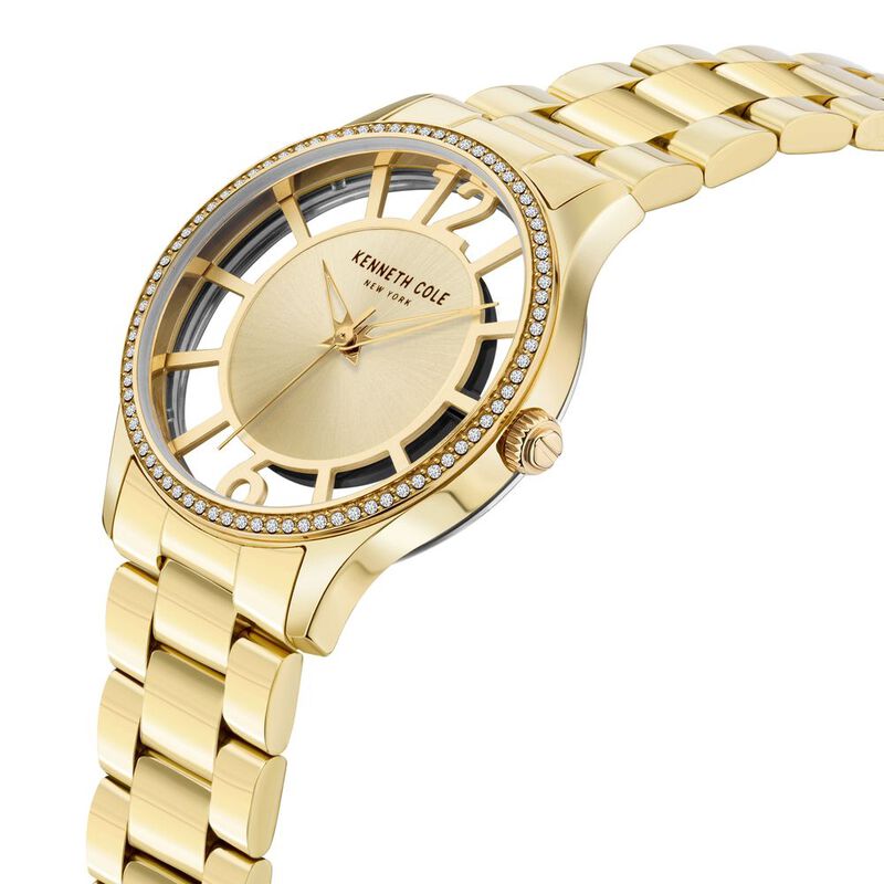 Buy Online Kenneth Cole Quartz Analog Golden Dial Stainless Steel Strap ...