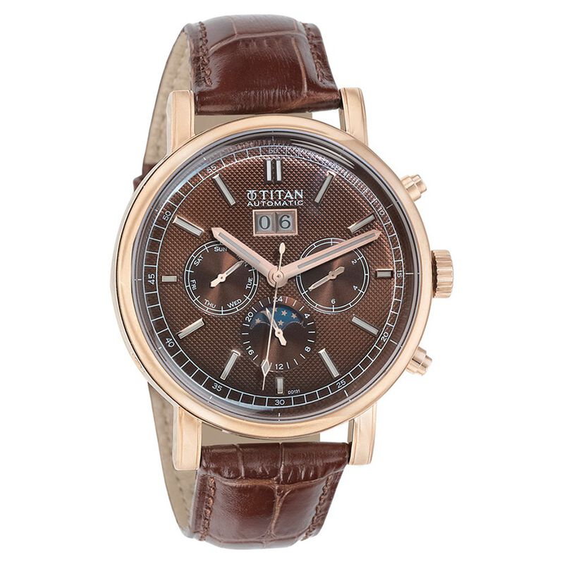 Buy Online Titan Automatic Brown Dial Watch for Men - 90001wl02j | Titan