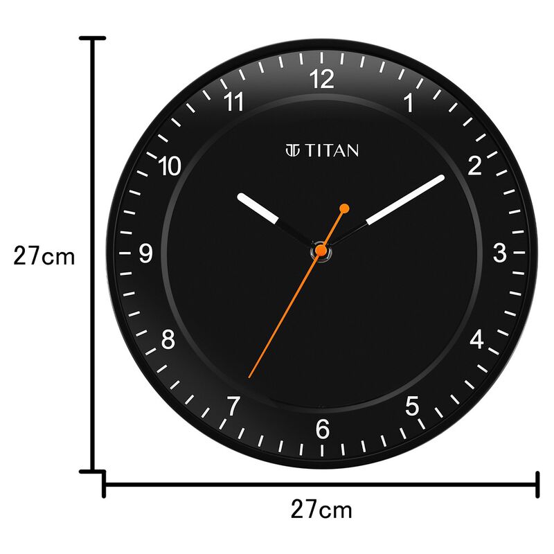 Buy Online Titan Contemporary Black Wall Clock with Domed Glass and ...