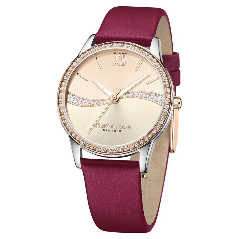 Buy Online Kenneth Cole Quartz Analog Rose Gold Dial Leather Strap ...