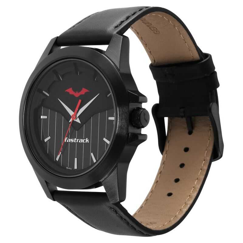 Buy Online Fastrack Batman Quartz Analog Black Dial Leather Strap Watch ...