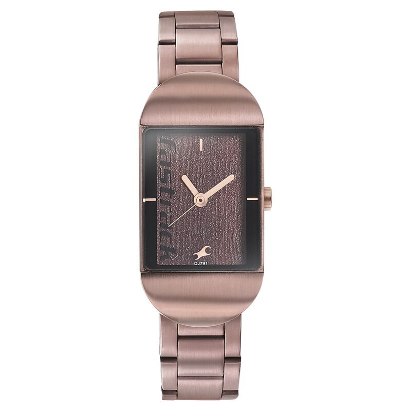 Buy Online Fastrack Go Skate Quartz Analog Brown Dial Stainless Steel ...