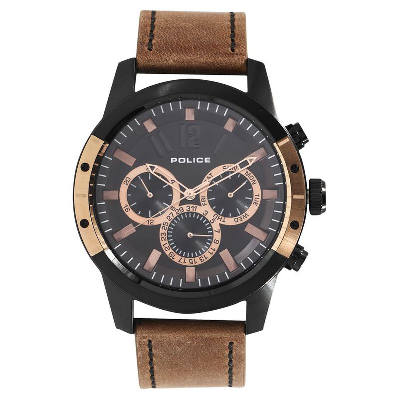 Buy Online Police Quartz Chronograph Brown Dial Leather Strap Watch for ...